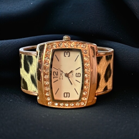 Timex | Accessories | Timex Leopard Print Cuff Watch | Poshmark
